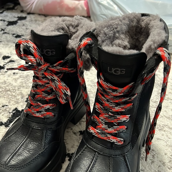 UGG | Shoes | Ugg Ashton Addie Waterproof Black Red Laced Combat Hiking ...
